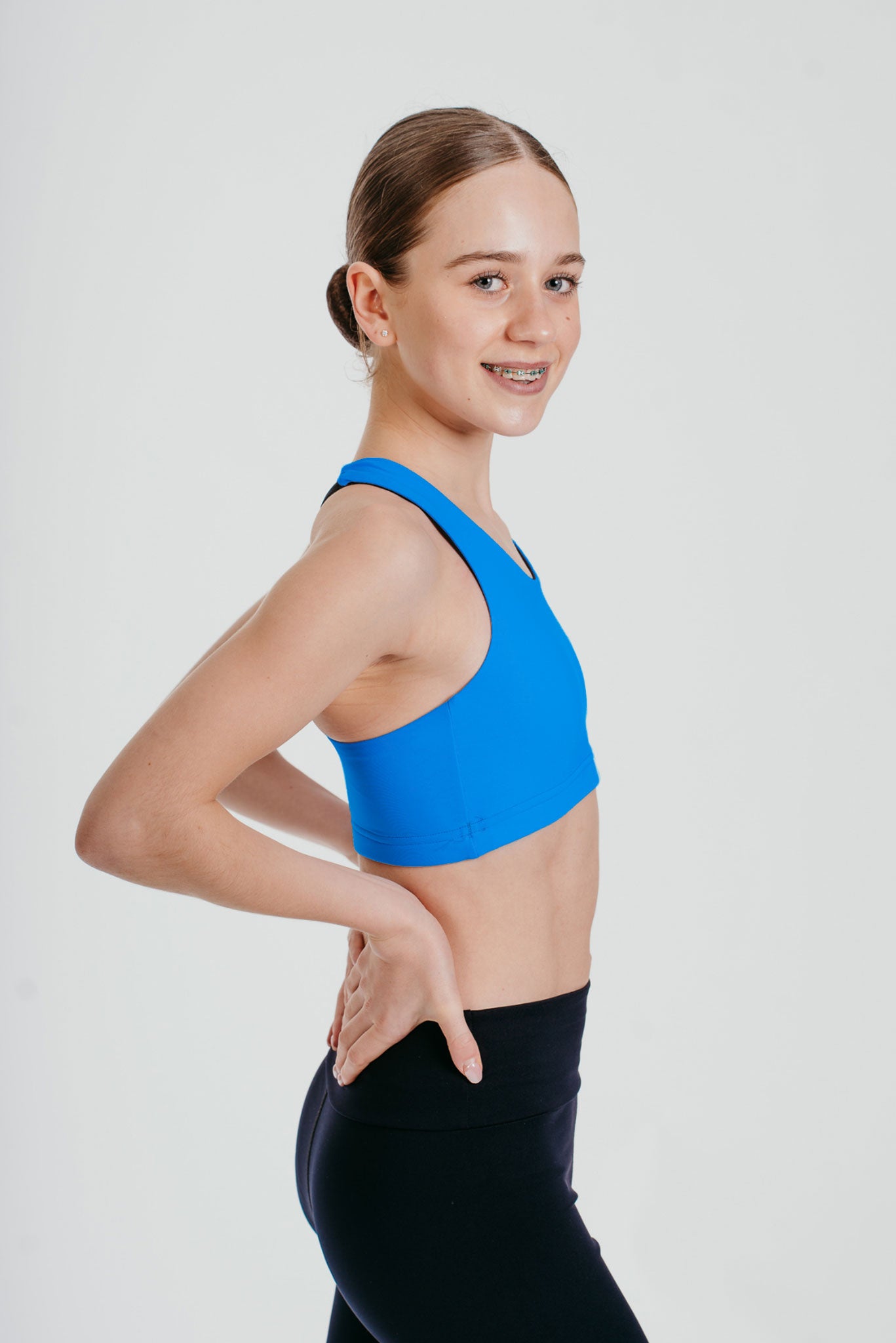 Girl's Figure Skating Sports Bra in Azure| Chique Sport