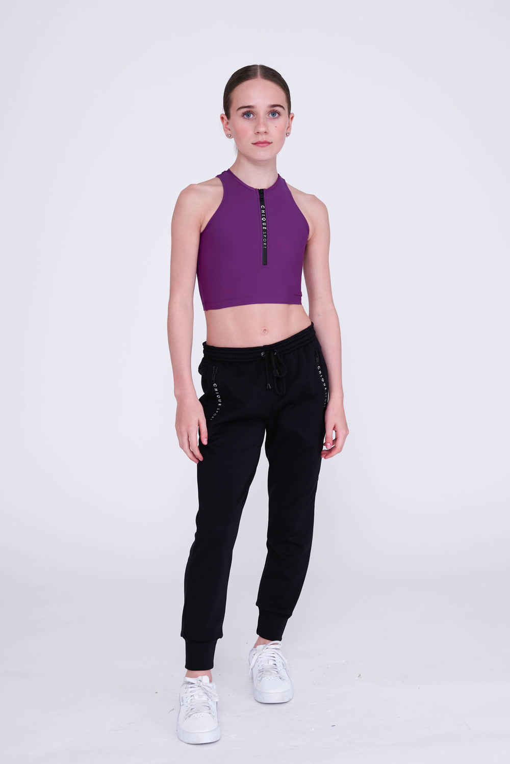 Girl's Figure Skating Iconic Crop Top in Berry | Chique Sport