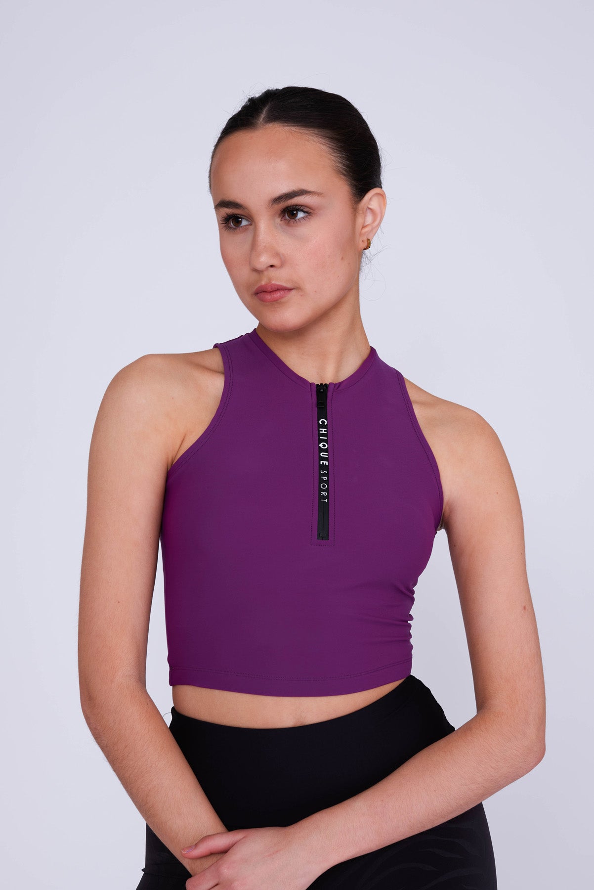 Women's Figure Skating Iconic Crop Top in Berry | Chique Sport