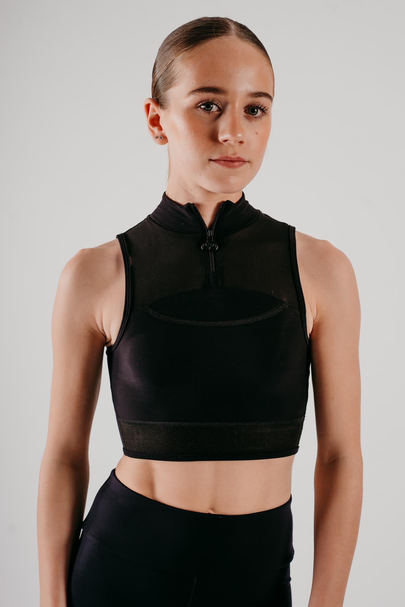 Girl's Figure Skating Crop Bra in Black | Chique Sport